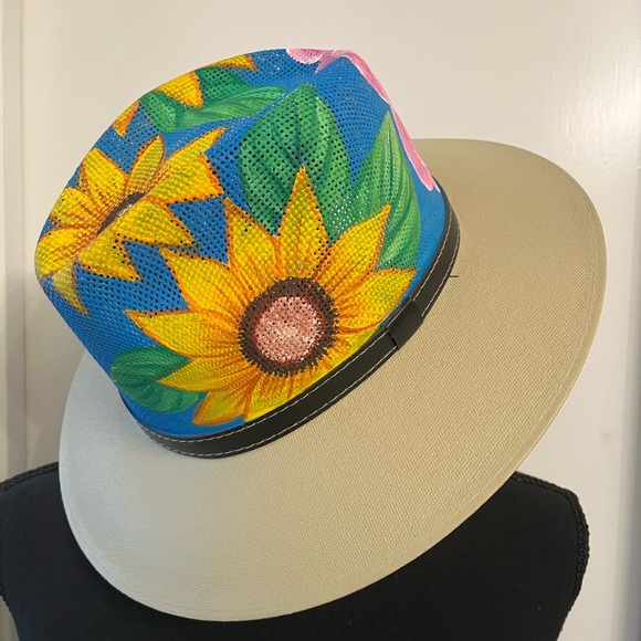 MXM | Accessories | Sunflower Blue Hat With Tan Brim | Poshmark